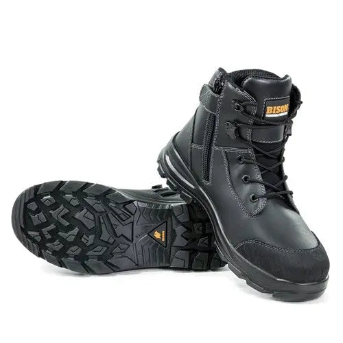 Bison Safety Boots Side Zip NZ – Full Grain Leather, Steel Toe | Faster ...